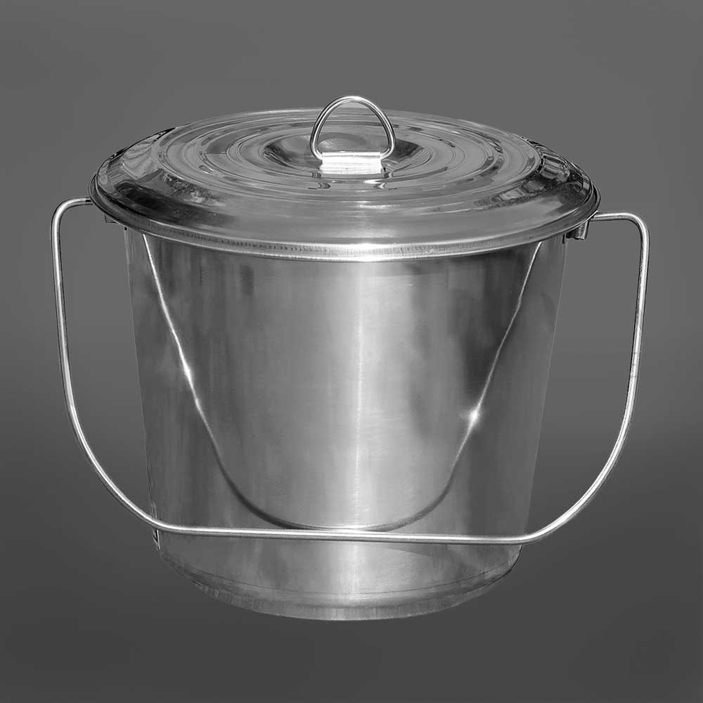 Balde de Acero Inoxidable con Tapa 7 lts y Manilla Plegable