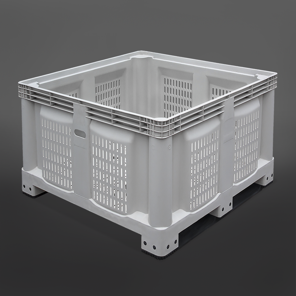Bins agrícola 857 L gris: ventilado y apilable