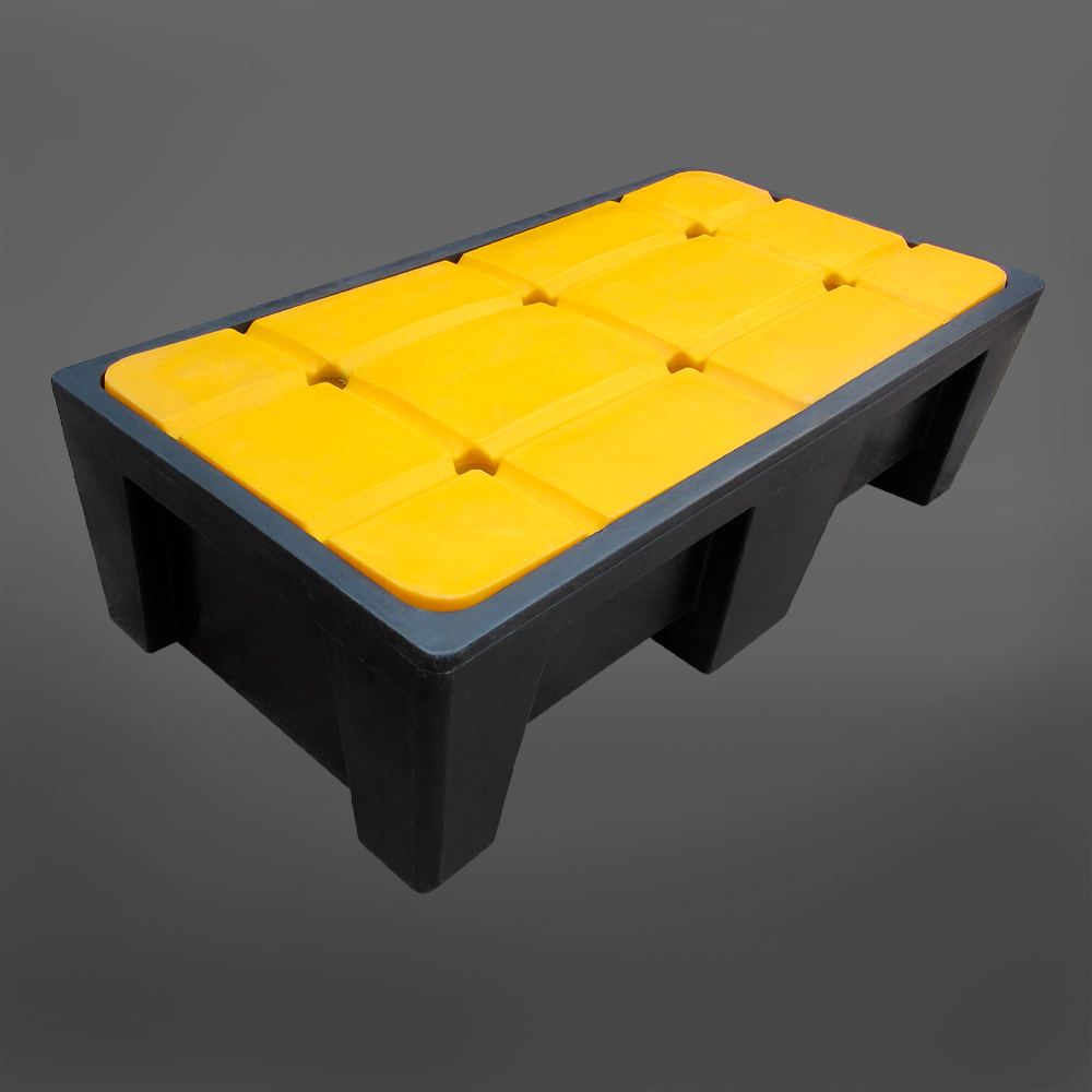 Palets antiderrames para 2 tambores, contención de derrames